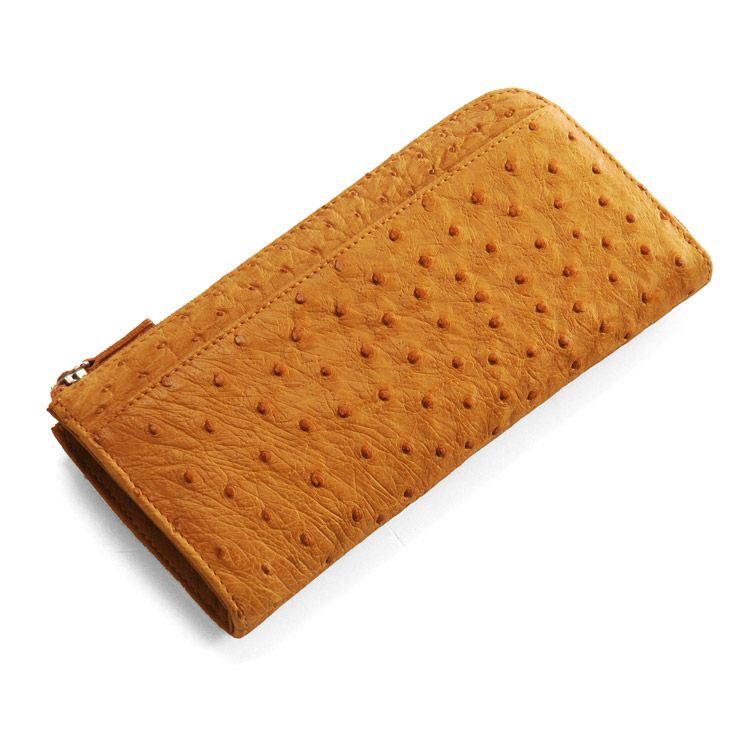 オーストリッチ 長財布 L字ファスナー メンズ 4FA【ネコポスで送料無料】